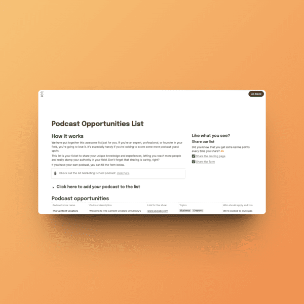 Podcast opportunities - Alt Marketing School